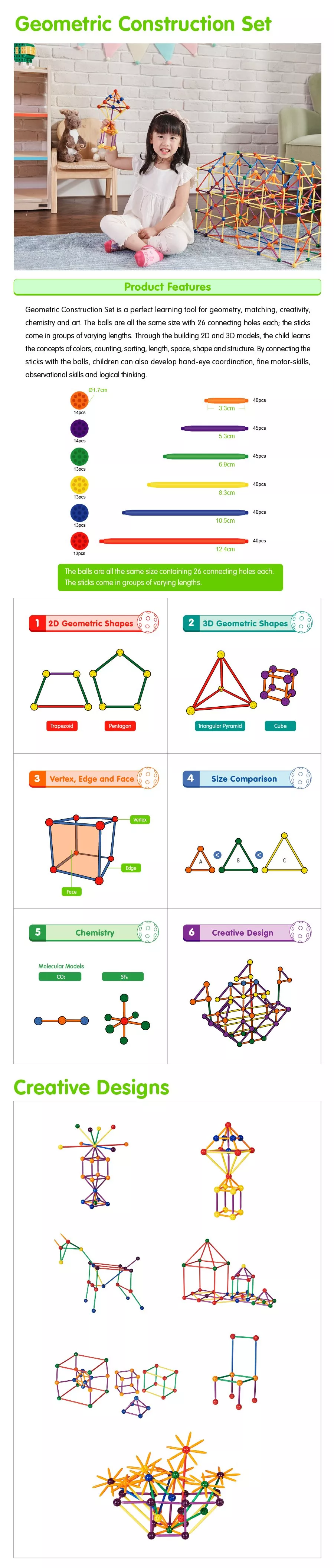 Geometric Construction Set (Construction Toys) - Blocks, Educational ...